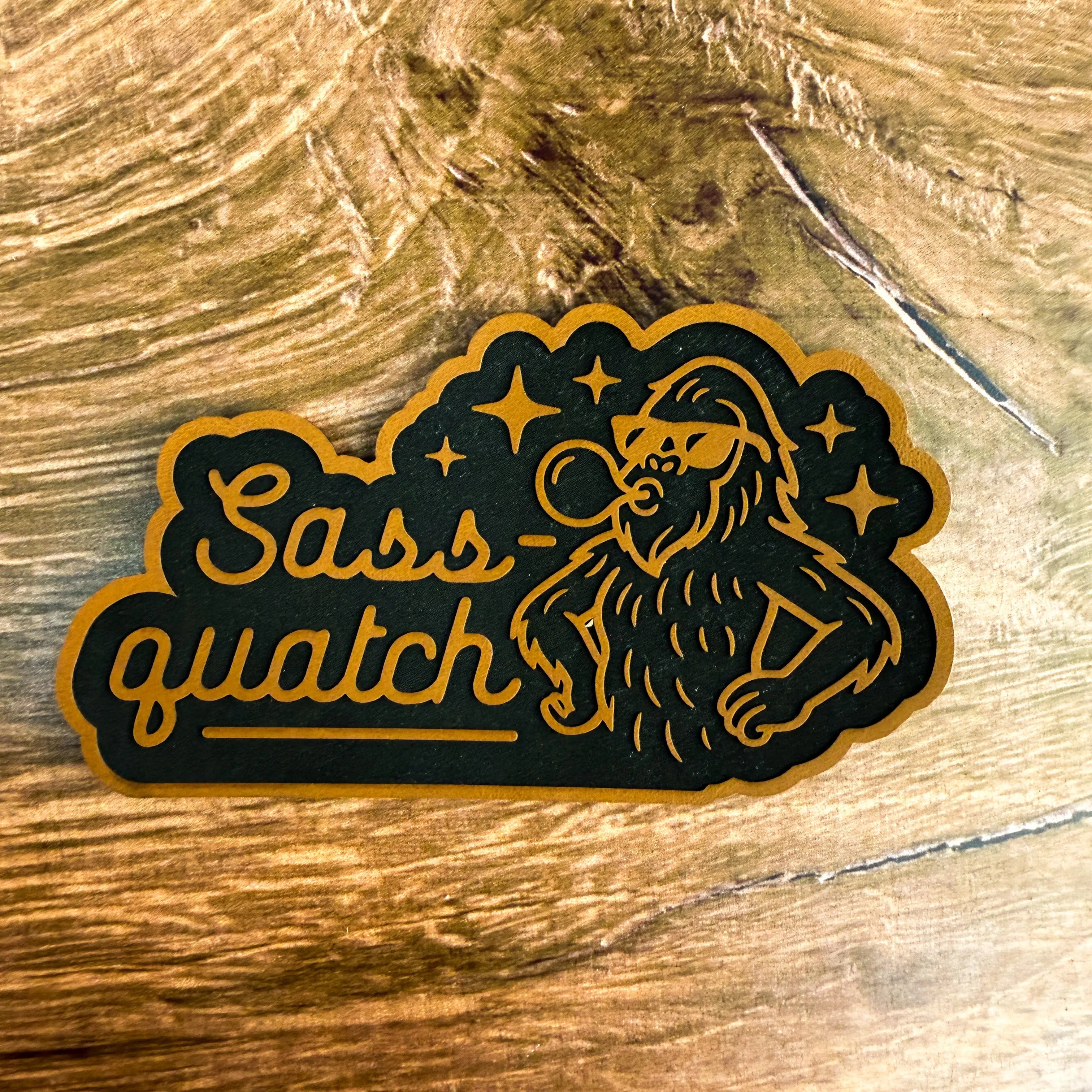 Sassquatch – Inverted – Laser Engraved Leather Patch | Marked & Made